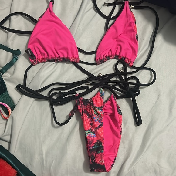 Swim | Lk Swim Pink Snake String Bikini Set | Poshmark